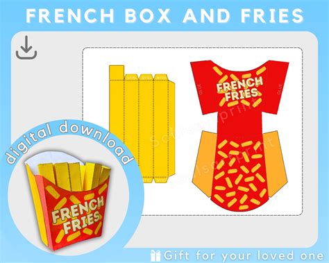 French Fry Box Template French Fries Template T Box Template