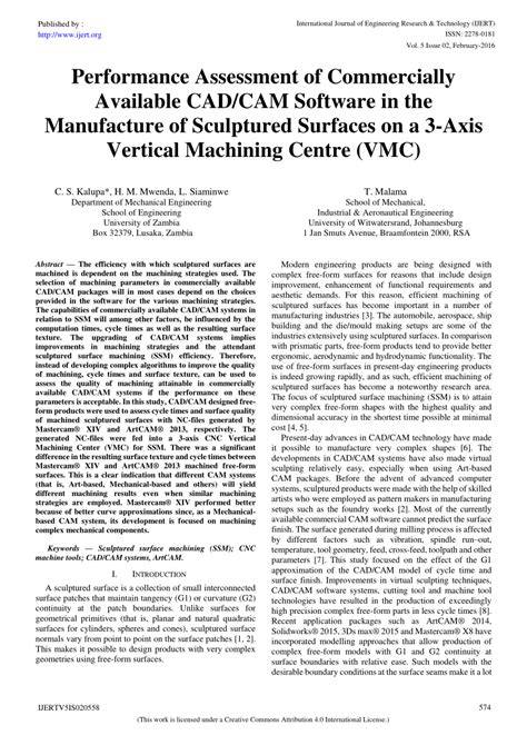 Pdf Performance Assessment Of Commercially Available Cadcam Software