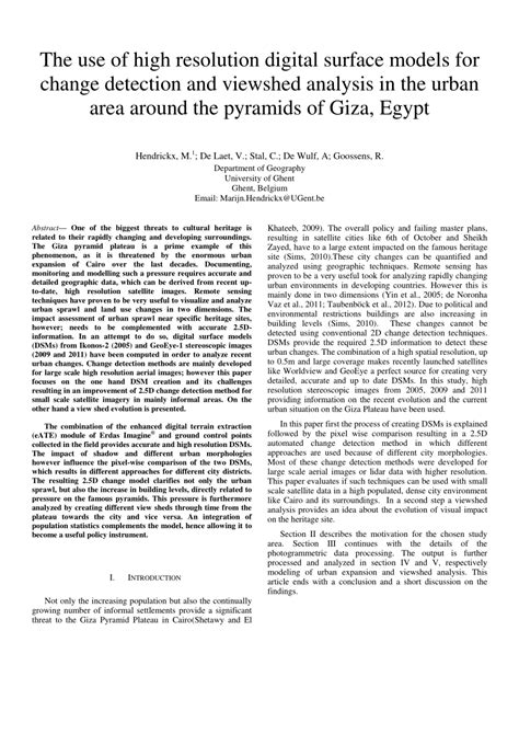 PDF The Use Of High Resolution Digital Surface Models For Change Detection And Viewshed