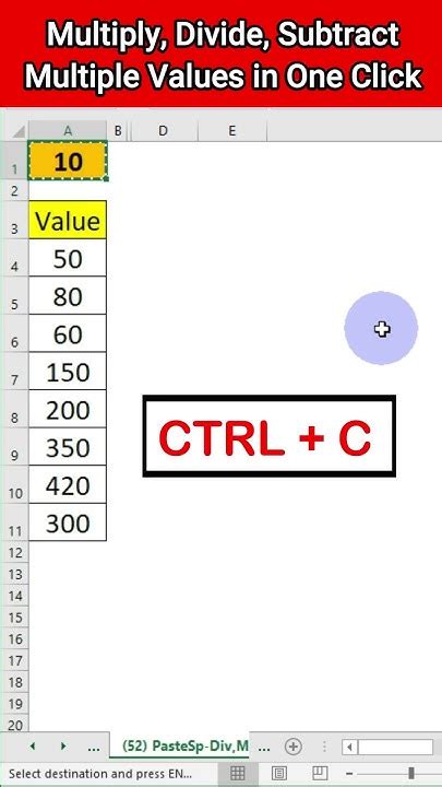 How To Multiply Divide Subtract Multiple Values With One Click Magic Of Excel Paste Special
