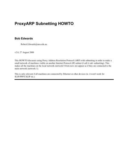 Proxyarp Subnetting Howto The Linux Documentation Project