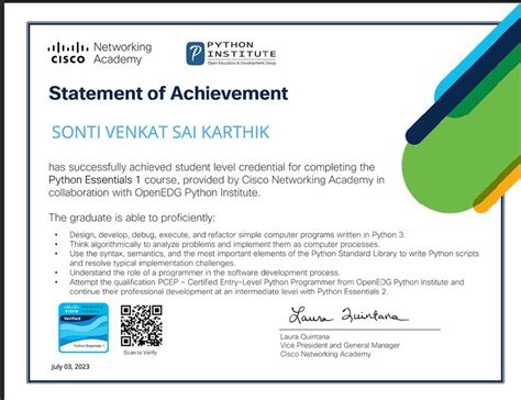 Sonti Venkat Sai Karthik On Linkedin Cisco Cisconetworkingacademy Python Pvpsit