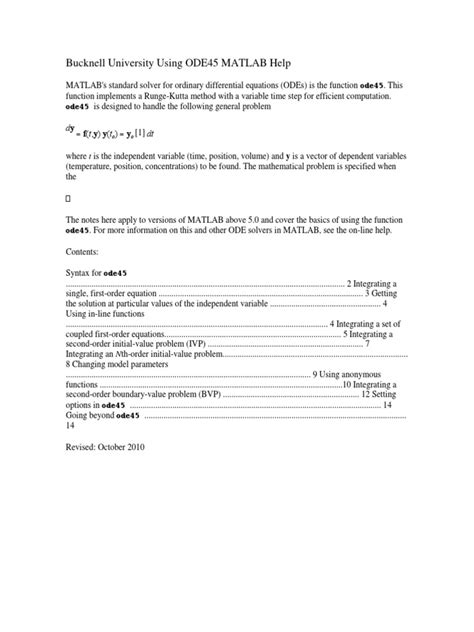 Using Ode 45 Download Free Pdf Ordinary Differential Equation