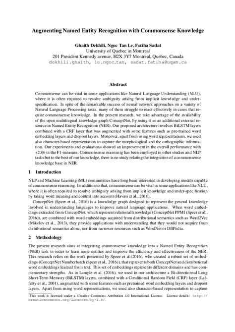 Pdf Augmenting Named Entity Recognition With Commonsense Knowledge