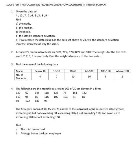 Solved SOLVE FOR THE FOLLOWING PROBLEMS AND SHOW SOLUTIONS Chegg Com