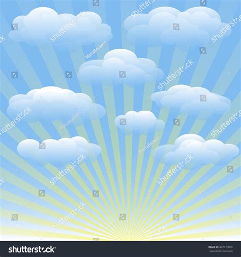Vector Set Clouds Blue Sky Sunrays Stock Vector Royalty Free