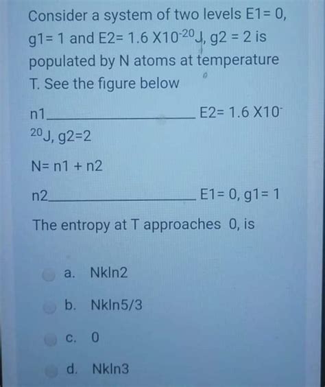 Solved Consider A System Of Two Levels E G And E Chegg