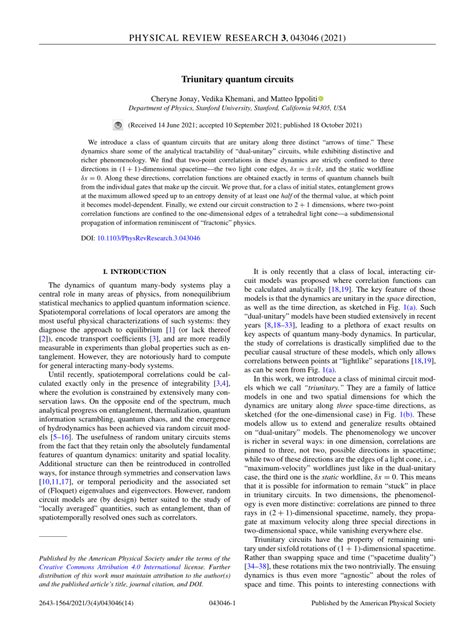Pdf Triunitary Quantum Circuits