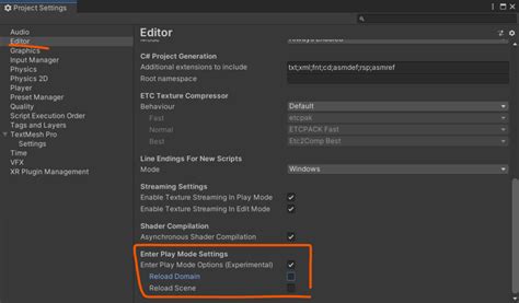 【unity】 “enter Play Mode Options” でeditor 再生開始を早くする Kazupon研究室