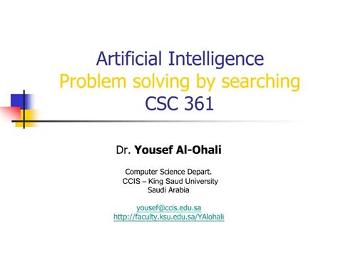 PPT Artificial Intelligence Problem Solving By Searching CSC 361