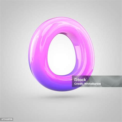광택 있는 분홍색과 보라색 그라데이션 페인트 알파벳 문자 대문자 O 흰색 배경에 고립 0명에 대한 스톡 벡터 아트 및 기타 이미지 0명 3차원 형태 공기 주입