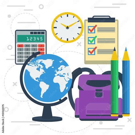 Vetor Do Stock Vector Concept Education Globe Calculator Lessons