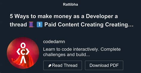 5 Ways To Make Money As A Developer A Thread 🧵 Thread From Codedamn