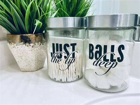 Funny Adult Bathroom Jars Just The Tip Balls Deep Etsy Bathroom Jars Funny Bathroom Decor