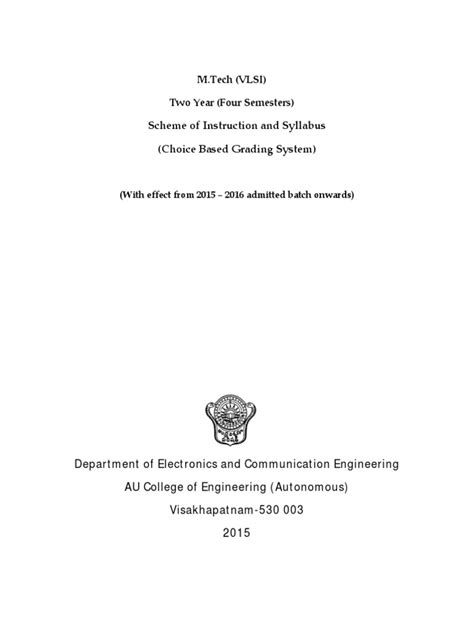 Mtech Vlsi Syllabus 2015 16 Pdf Field Programmable Gate Array