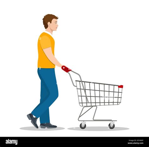 Shopping Man With A Cart Stock Vector Image And Art Alamy