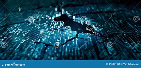 Digital Leak Cracked Screen Exposing Binary Secrets Concept