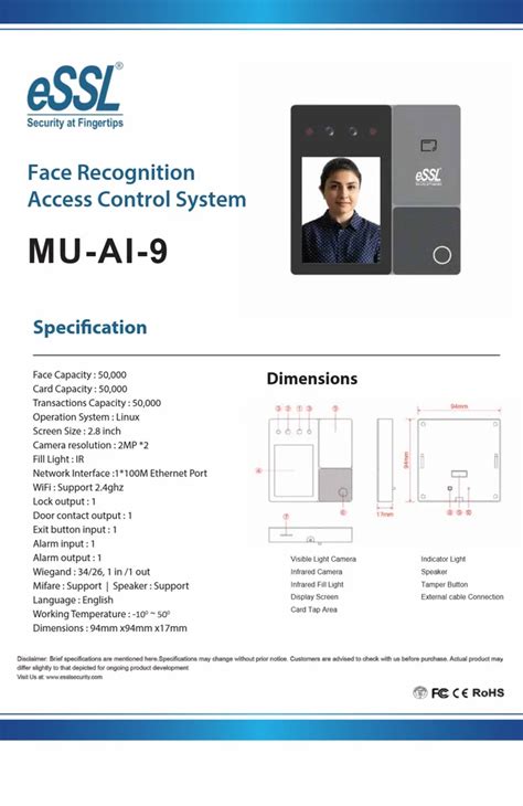 Digital Face MU AI Face Recognition Access Control System Optical Sensor At Piece