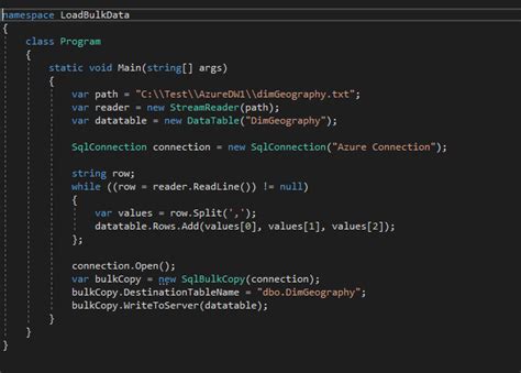 Load Data Into Azure Dw Using C In An Ssis Script Task