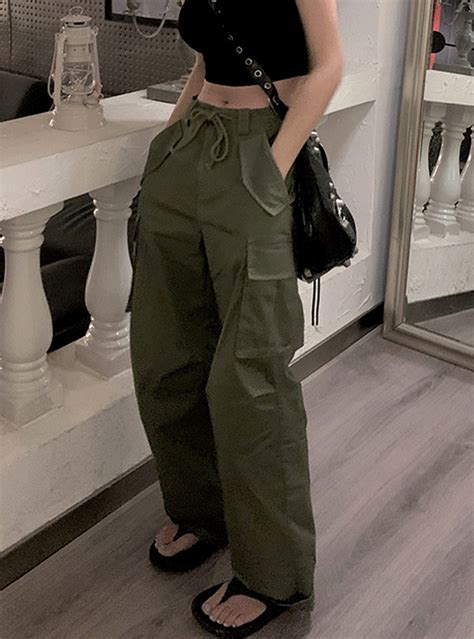 릿스튜디오 모코 스트링 코튼 와이드 카고 팬츠