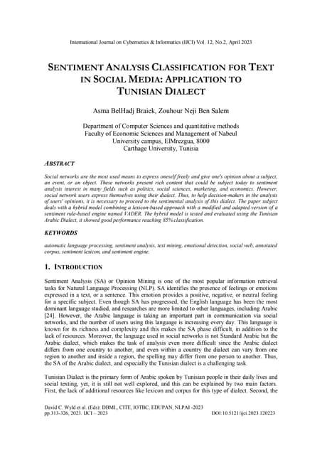 Sentiment Analysis Classification For Text In Social Media Application