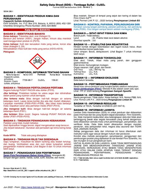 Sds Tembaga Sulfat Cuso4 R1 Pdf
