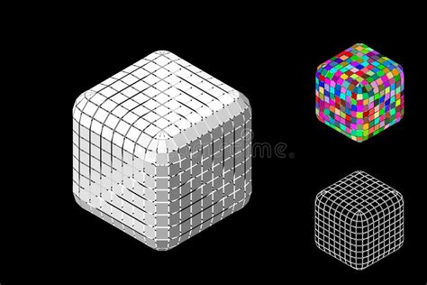 Abstract Polygonal Cube With Cuts Set Vector Illustration Isometric Projection Stock Vector