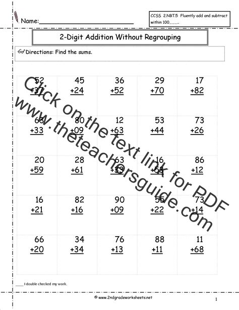 Adding Two Digit Numbers Without Regrouping Worksheets Best Worksheet