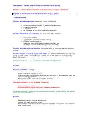 Persuasive Outline Problem Solution Benefit Model Persuasive Outline The Problem Solution