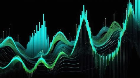 Futuristic Binary Waveforms Cascading In Neon Blue And Green Hues