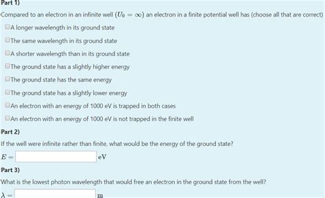 Solved Question X Figure 1 An Electron In Confined In A