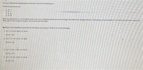 Solved You Are Lasked With Designing The Arithmetic Unit Of