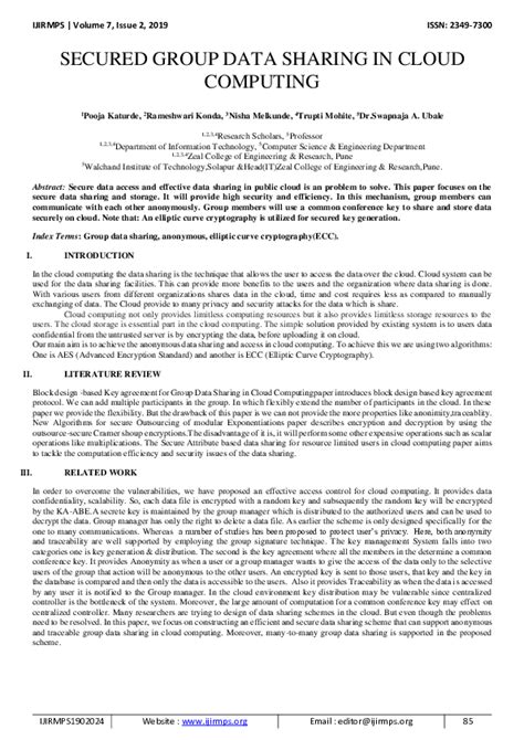 Pdf Secured Group Data Sharing In Cloud Computing