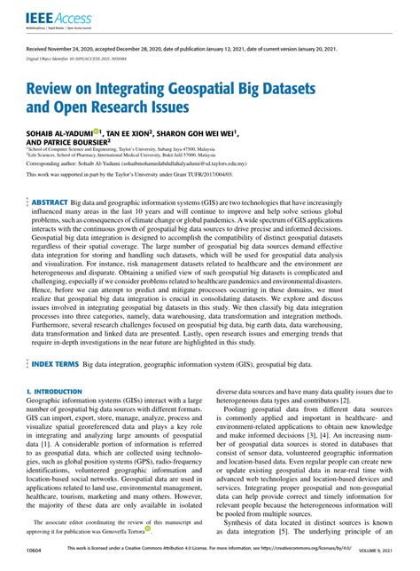 Pdf Review On Integrating Geospatial Big Datasets And Open Research Issues