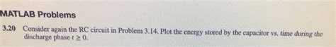 Solved MATLAB Problems Consider Again The RC Circuit In Chegg