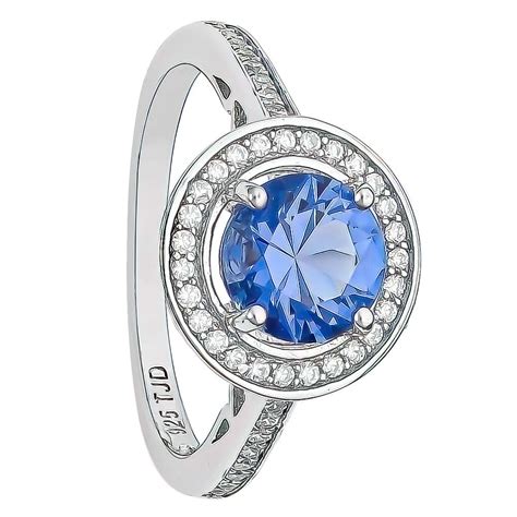 R305tz Round Rhodium Plated Sterling Silver Cz Ring Tjd Silver