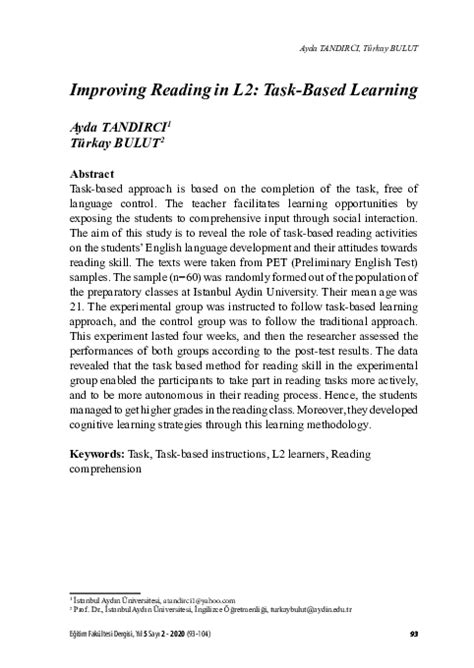 pdf improving reading in l2 task based learning