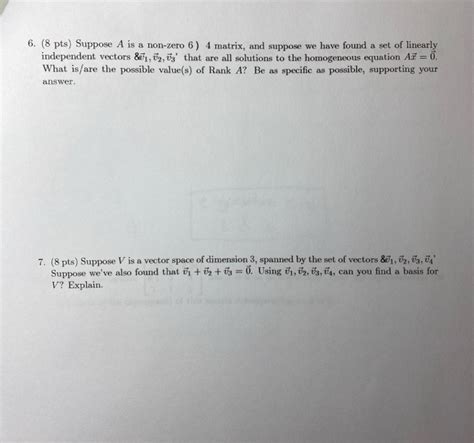 solved 6 8 pts suppose a is a non zero 6 4 matrix and
