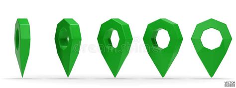 Set Of Map Pointer Isolated On White Background Green Location Pin Or Navigation Stock Vector