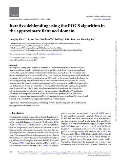 Pdf Iterative Deblending Using The Pocs Algorithm In The Approximate Flattened Domain