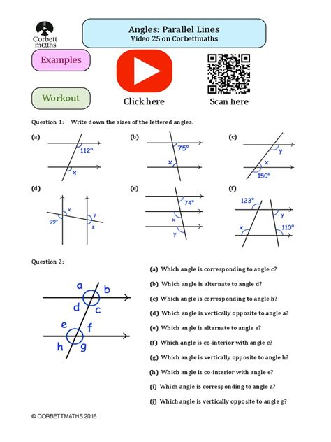 Corbett Maths Angles Parallel Lines Pdf Angle Elementary Geometry