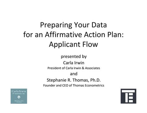 Preparing Your Data For An Affirmative Action Plan Applicant Flow Ppt