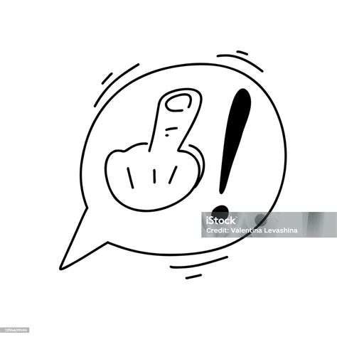 욕설 단어 기호가있는 연설 거품 낙서 손으로 그린 만화 연설 거품 저주 가운데 손가락 화가 비명을 지르는 얼굴 이모티콘 흰색에 격리된 벡터 일러스트레이션입니다 Wtf 문구에