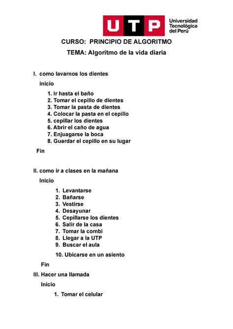 Semana 1 Algoritmo Tarea 1 Curso Principio De Algoritmo Tema