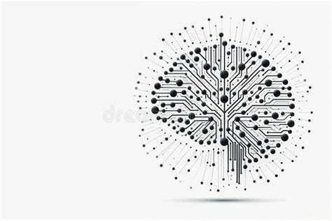 Abstract Image Of The Human Brain From Digital Circuits Space For Text