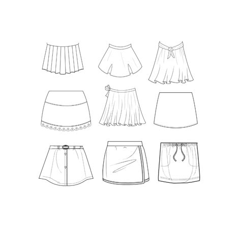 Skirt And Dress Hems Fashion Flat Templates Technical Drawings Fashion Cad Designs For Adobe