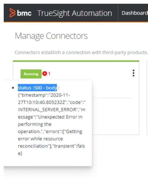 Truesight Automation Console Tsac Discovery Connector Fails With
