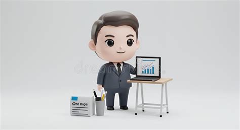 3d Rendered Chibi Korean Male Customer Success Manager At Work Stock Illustration Illustration