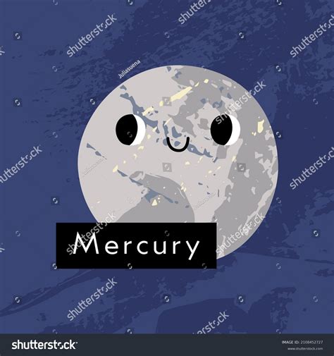 Mercury Planet Jokes Cute Kawaii Planet Character Smiling Face Funny