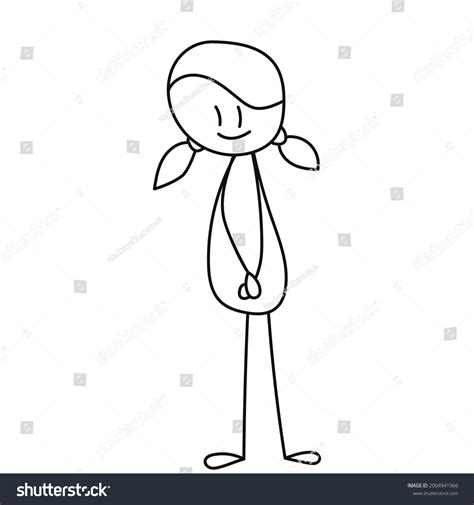 Stick Figure Cute Girl Isolated Vector Stock Vector Royalty Free 2004941966 Shutterstock